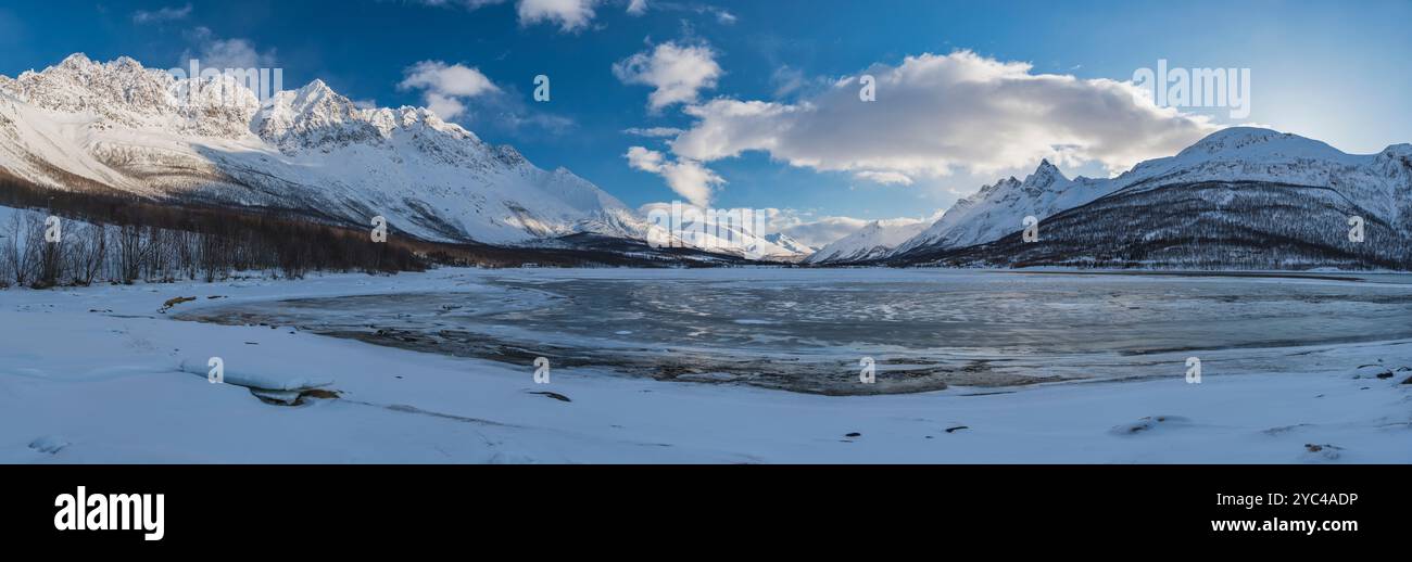 Tromso Norway panorama winter nature landscape mountain at Lakselvbukt ...