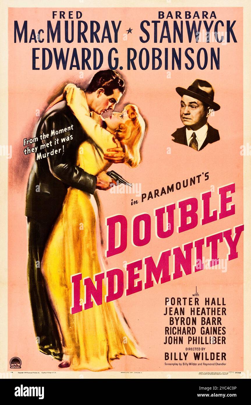 Theatrical poster for the 1944 film Double Indemnity - Fred MacMurray ...