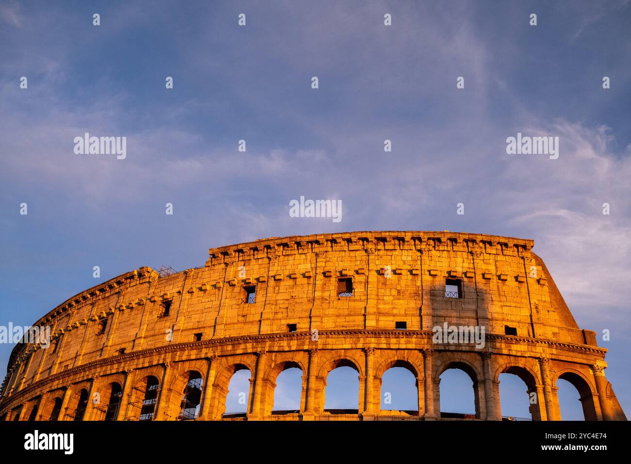 The Colosseum (Colosseo) at sunset, originally the Flavian amphitheatre ...