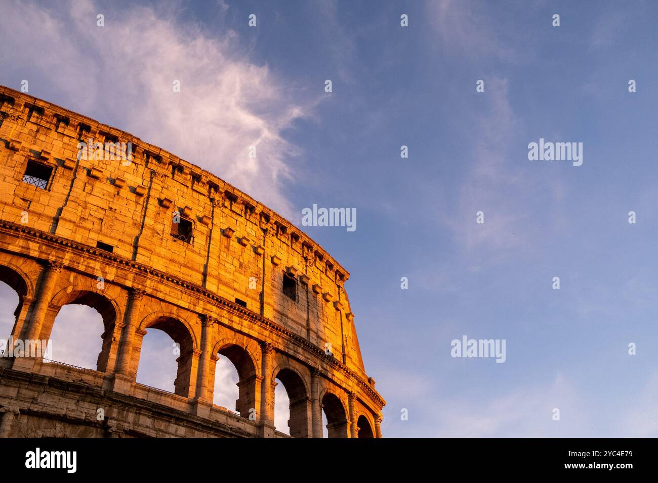 The Colosseum (Colosseo) at sunset, originally the Flavian amphitheatre ...
