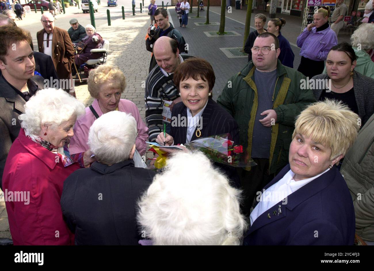 The singer Dana canvassing for the Conservative Party in 2000 with ...
