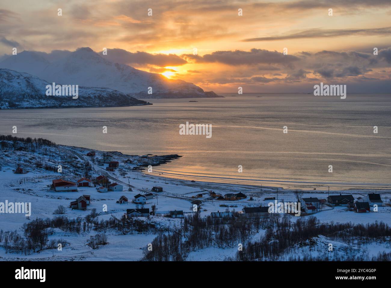 Tromso Norway sunset winter nature landscape at Grotfjord Stock Photo ...