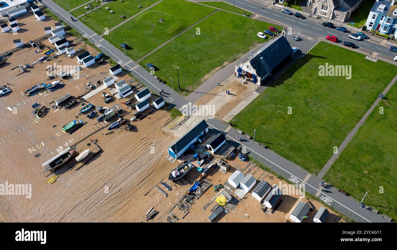 Aerial view of Walmer Lifeboat Station, The Strand, Walmer Green, Deal ...