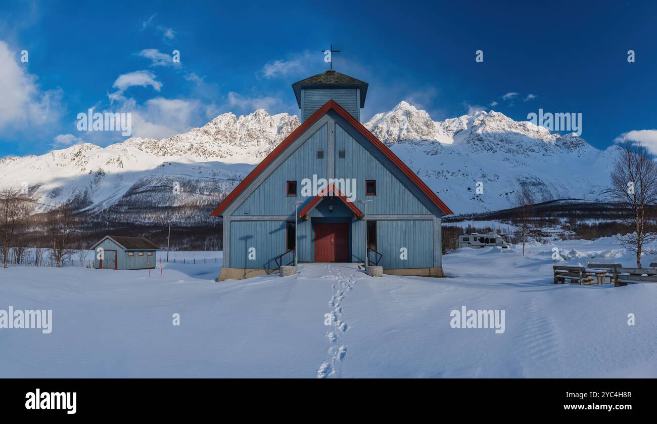 Tromso Norway panorama winter nature landscape mountain at Lakselvbukt ...