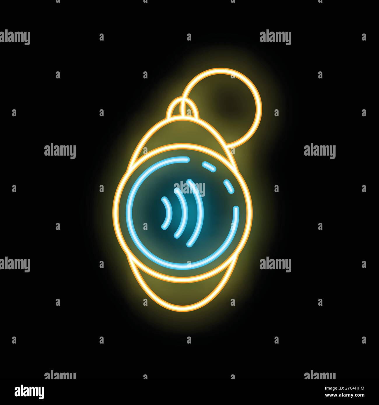 Bright neon sign showing a contactless payment system nfc tag with ...