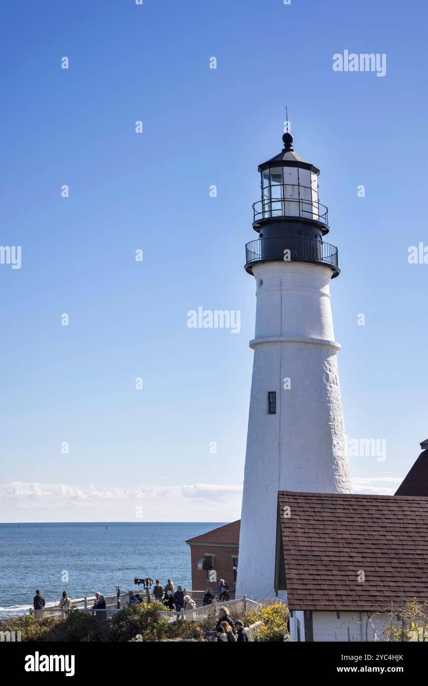 the lighthouse at portland head and fort williams park at cape ...