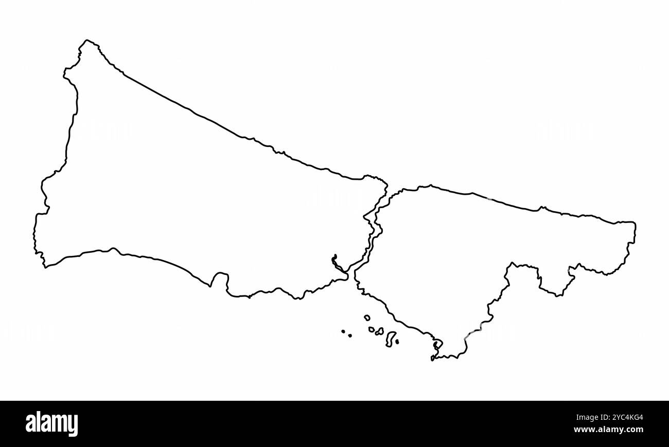 Istanbul outline map isolated on white background, Turkey Stock Vector ...