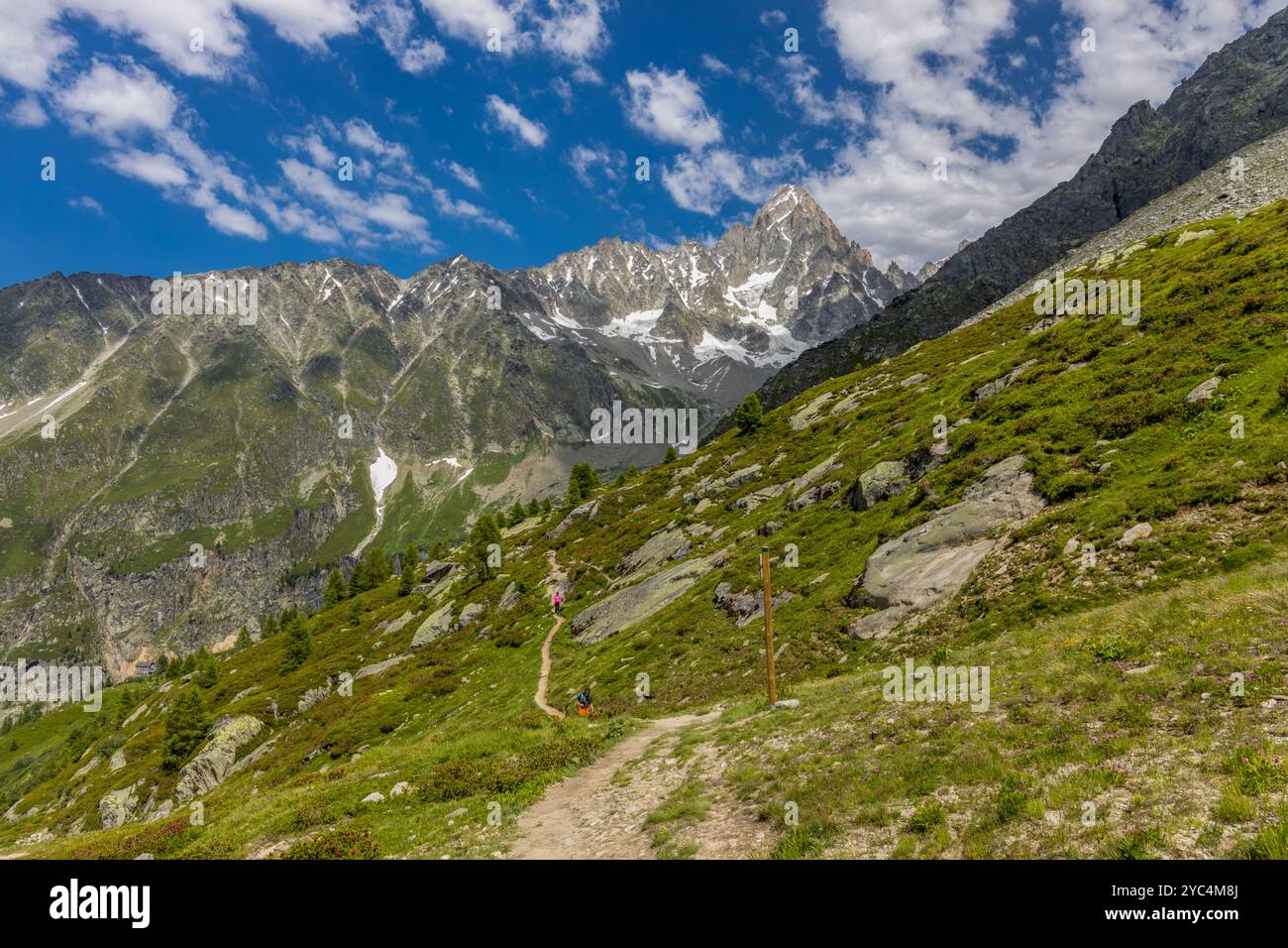 Aiguille du Chardonnet mountain summit peak and Glacier Argentiere in ...