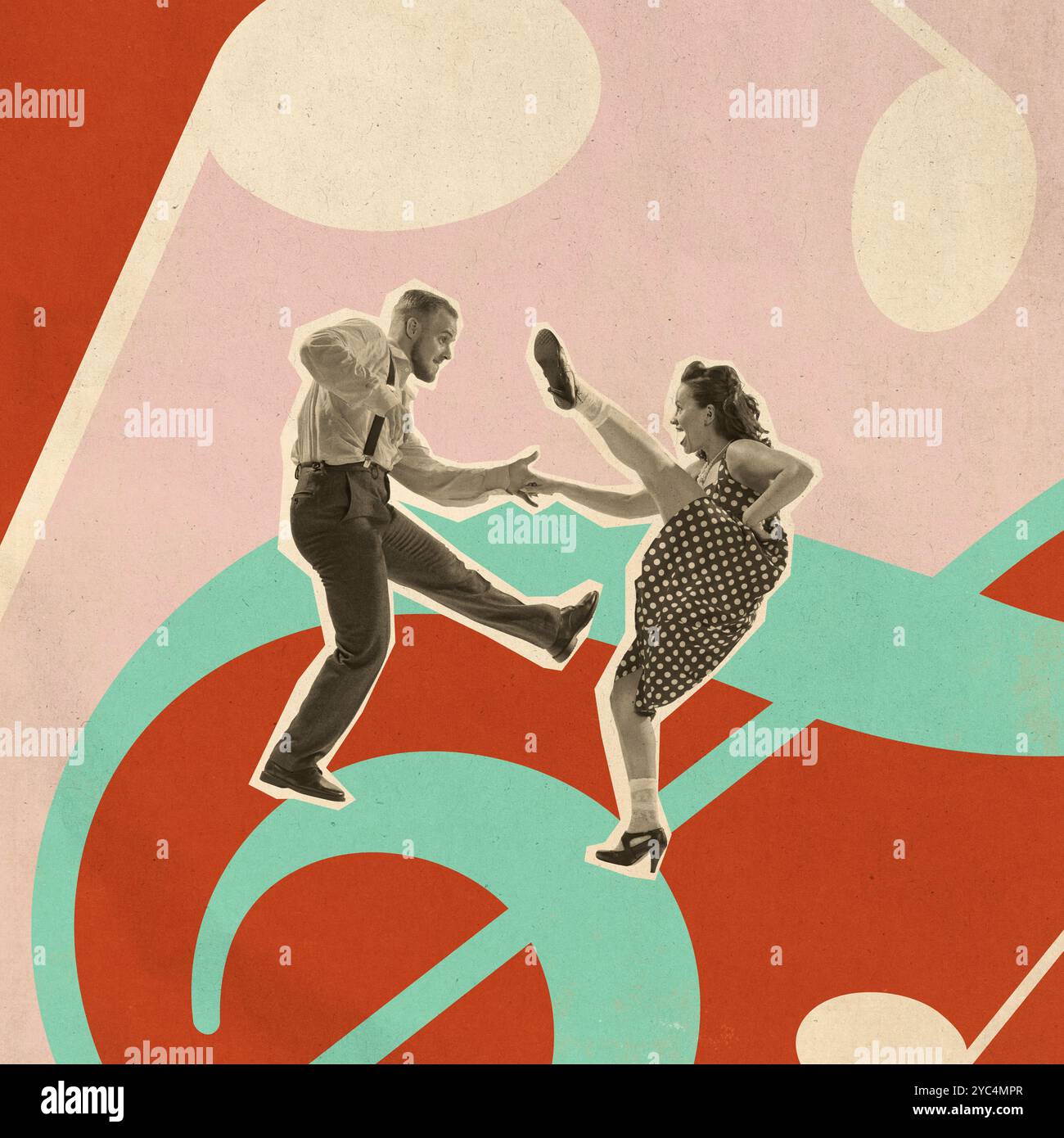 Playful retro dance routine. Dynamic image of artistic and energetic ...