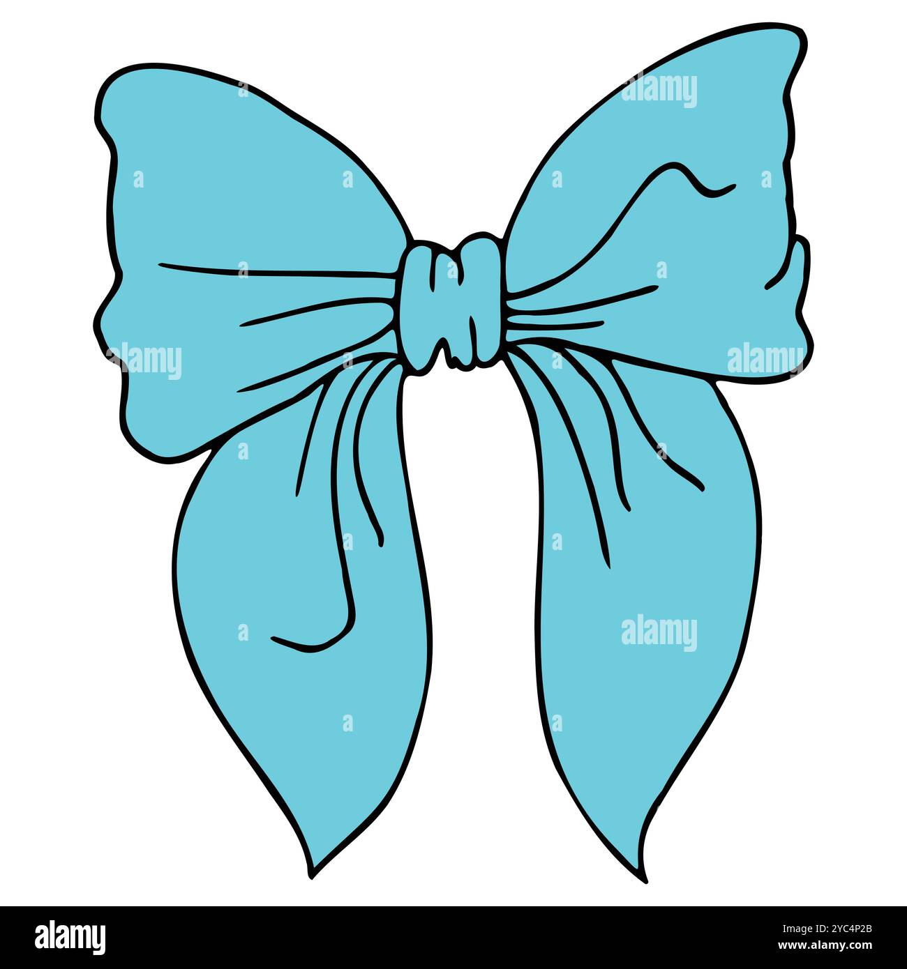Hand-Drawn Doodle Bow Tie Outline Icon, Minimalist Design, front, cyan ...