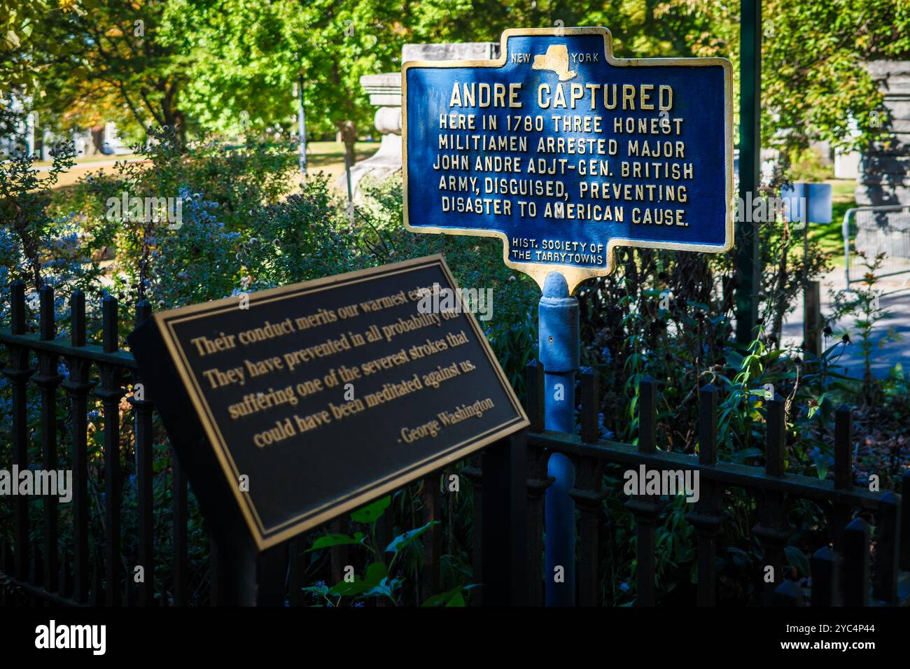 Memorial to the capture of British spy Major John André photographed in ...