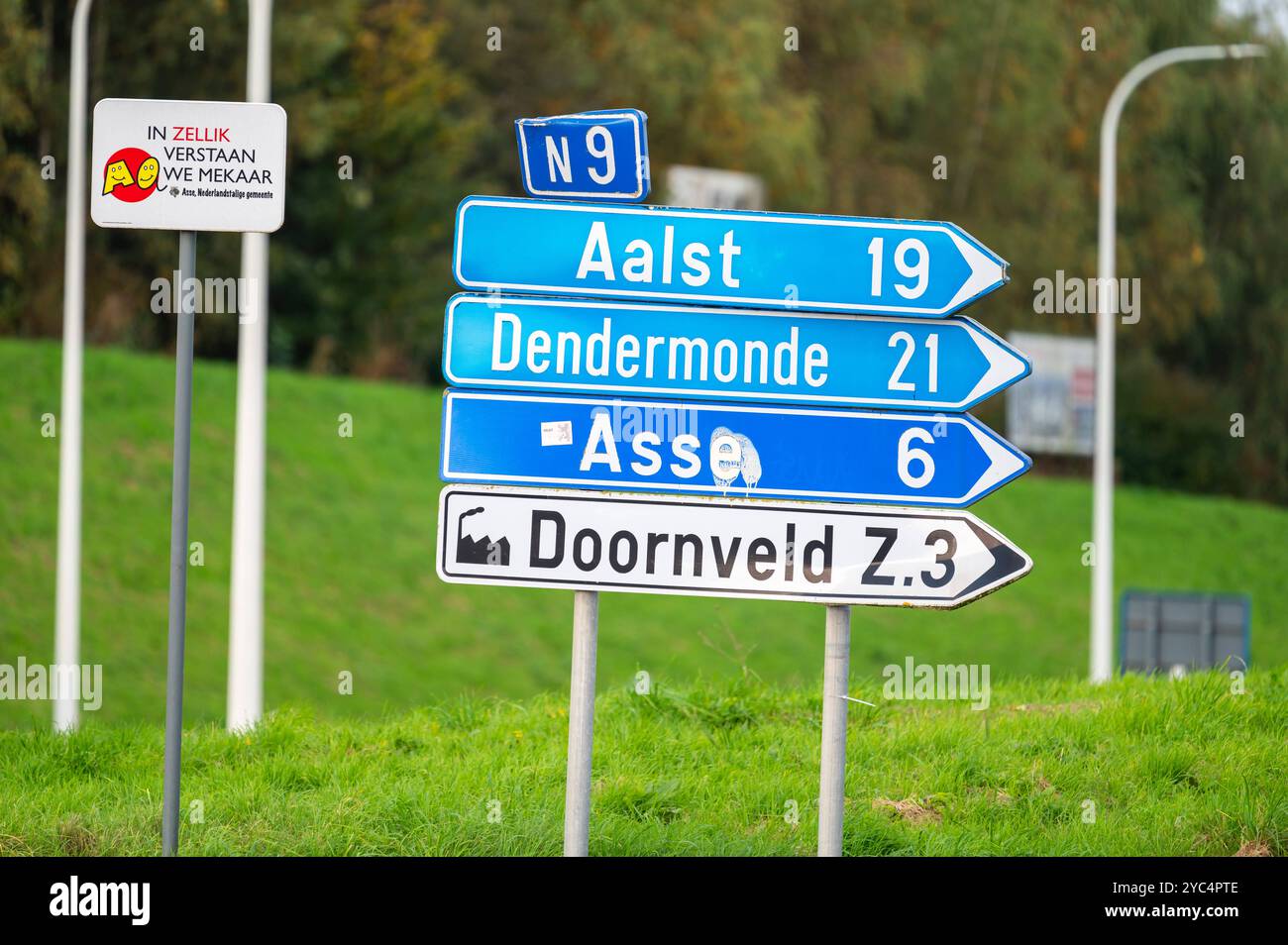 National road N9 to Aalst and Dendermonde in Zellik, Flemish Brabant ...