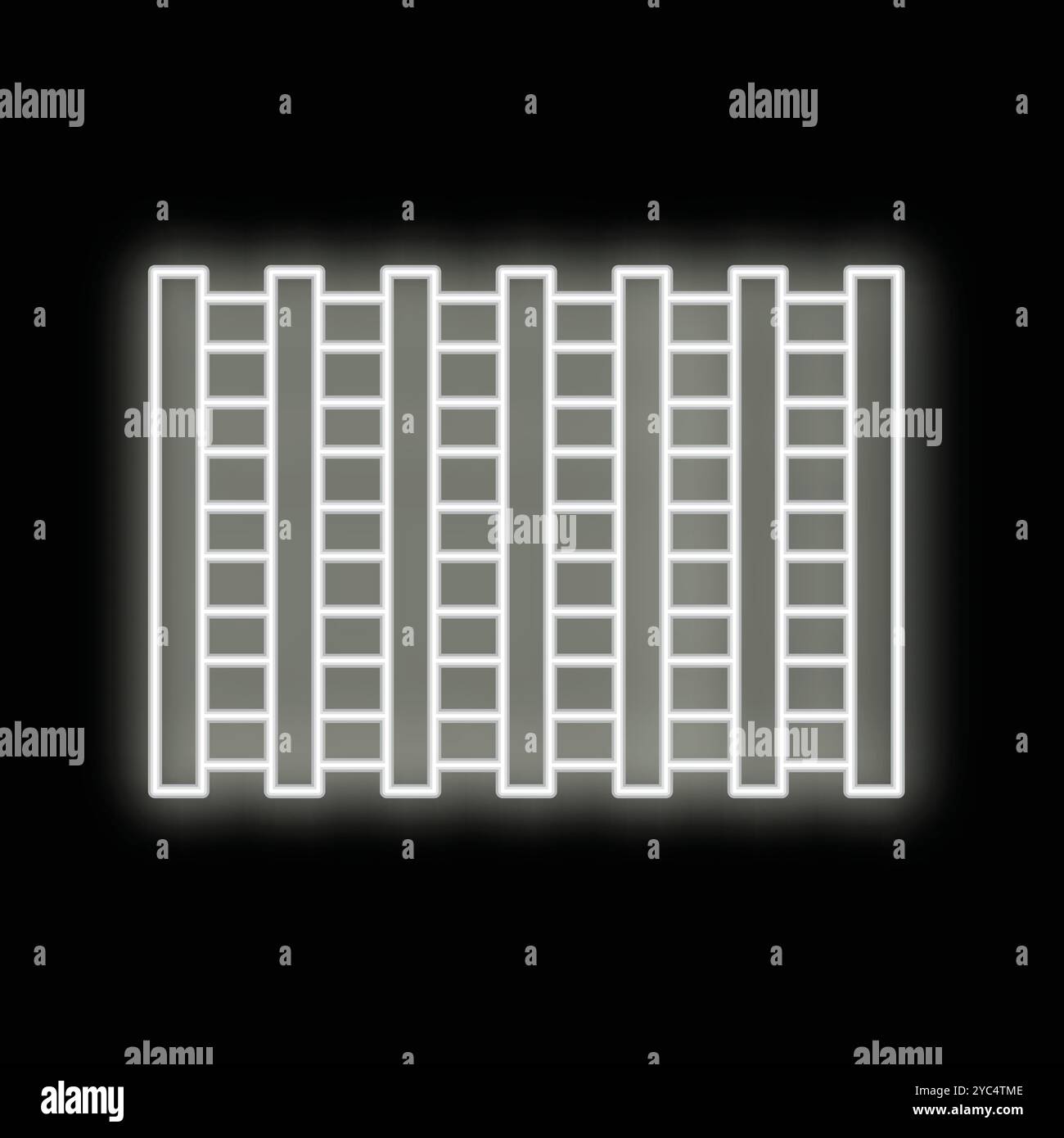 White neon glowing prison bars on a black background illustrating the ...