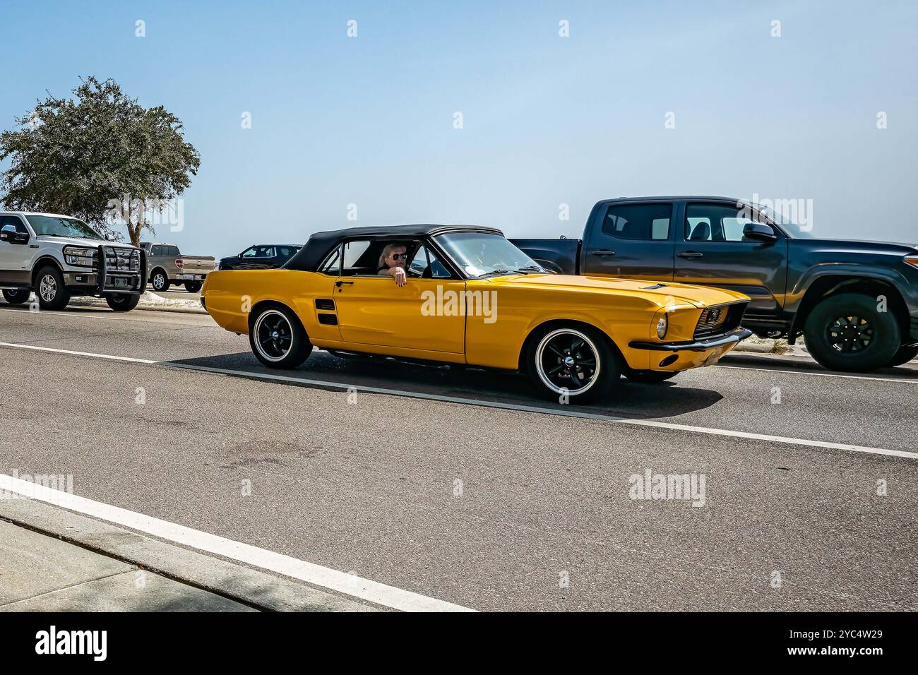 Gulfport, MS - October 04, 2023: Wide angle front corner view of a 1967 ...