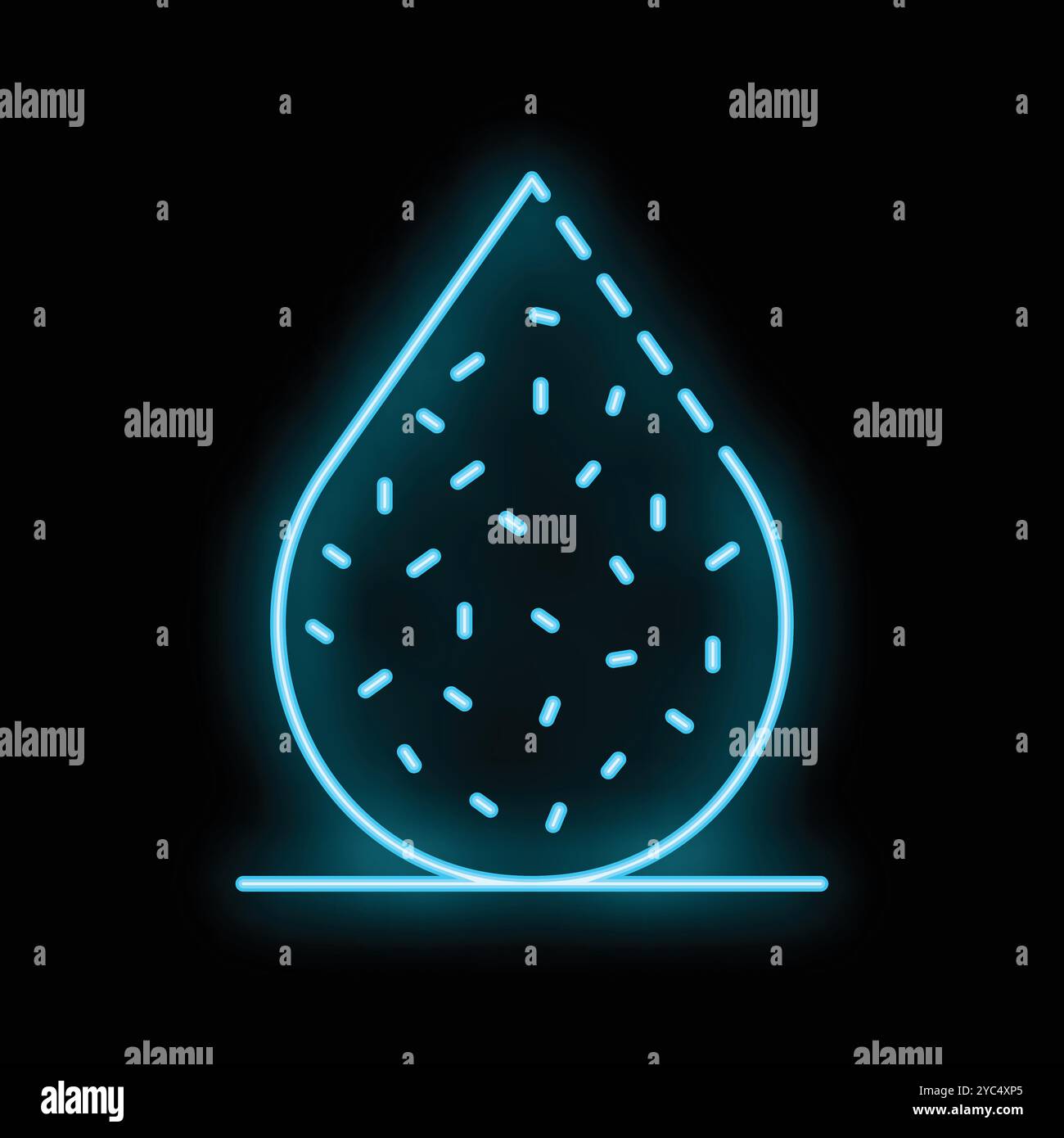 Glowing neon line dirty water drop icon isolated on black background ...