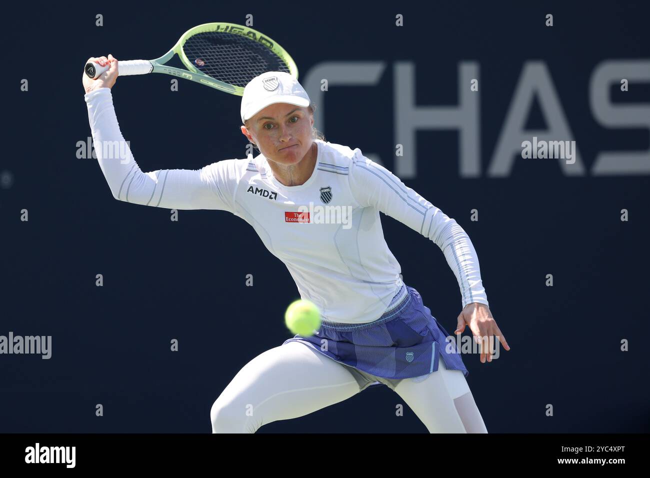 Tennis player Aliaksandra Sasnovich in action at the US Open 2024 ...