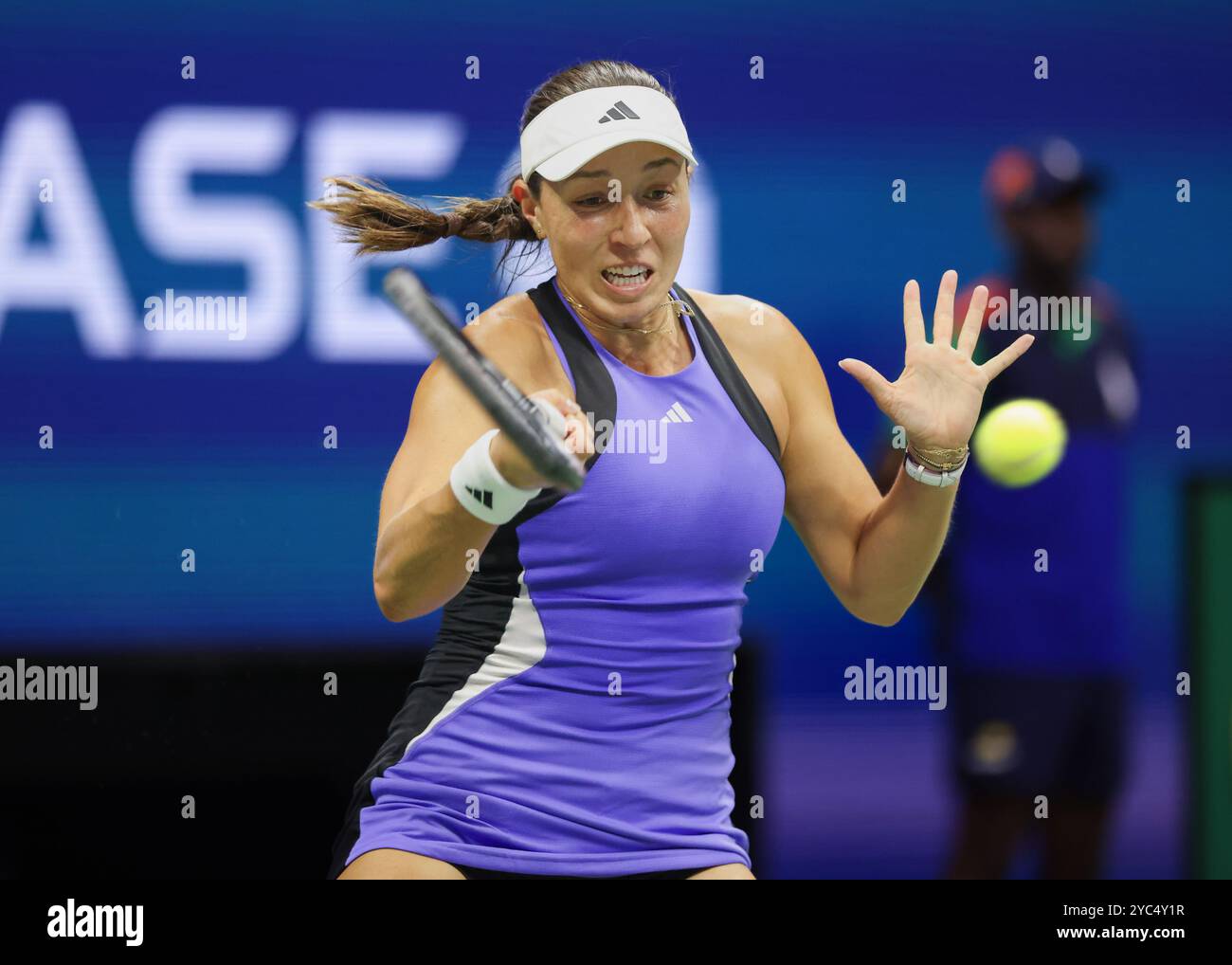 Tennis player Jessica Pegula in action at the US Open 2024 ...