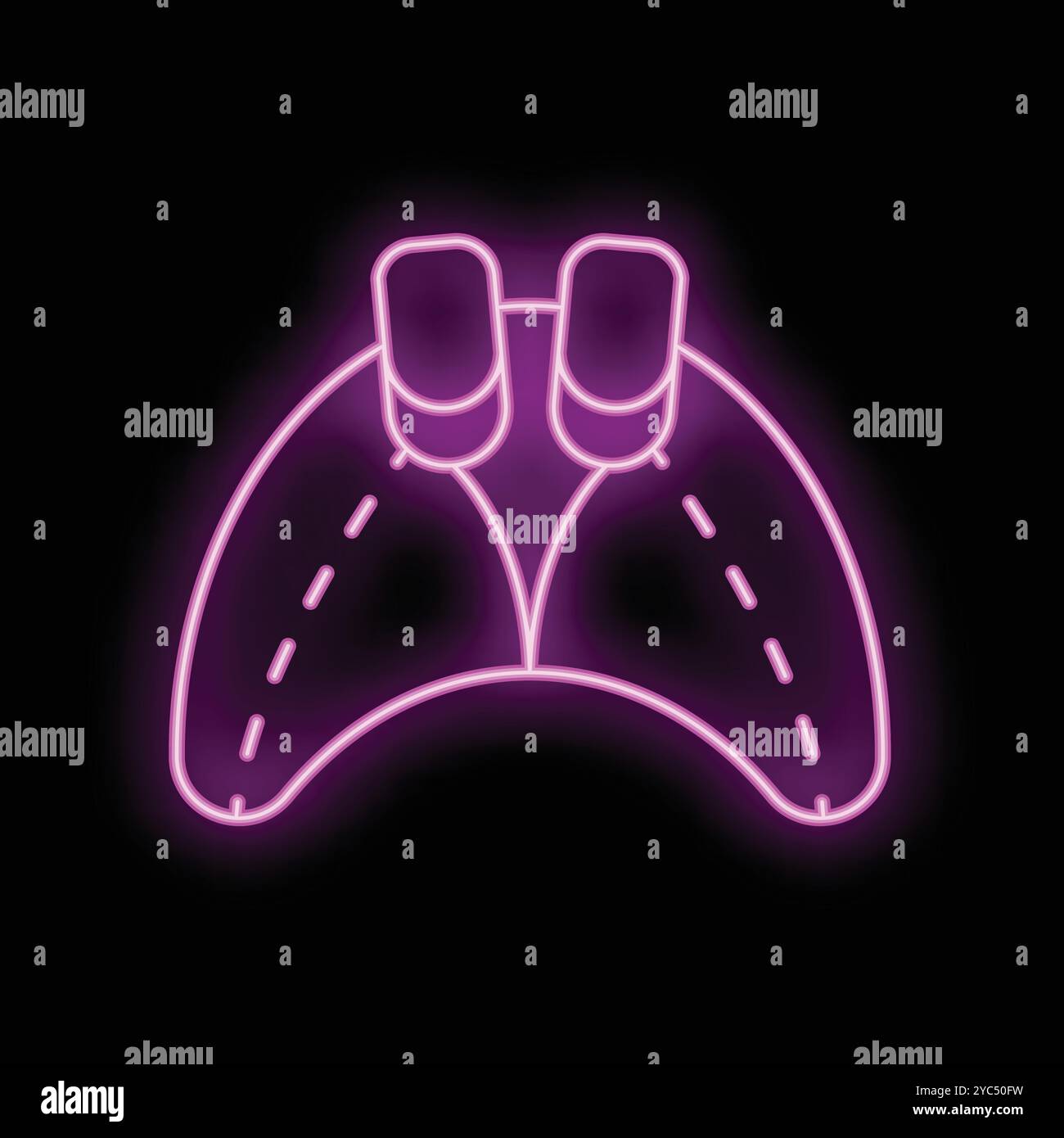 Purple neon sign representing a video game controller glowing in the ...