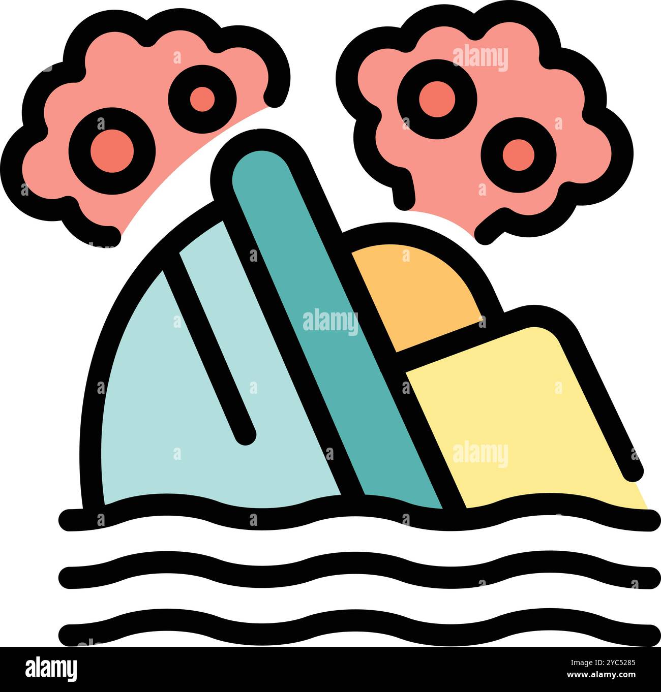 Ship is sinking during world war two with smoke billowing from its top ...