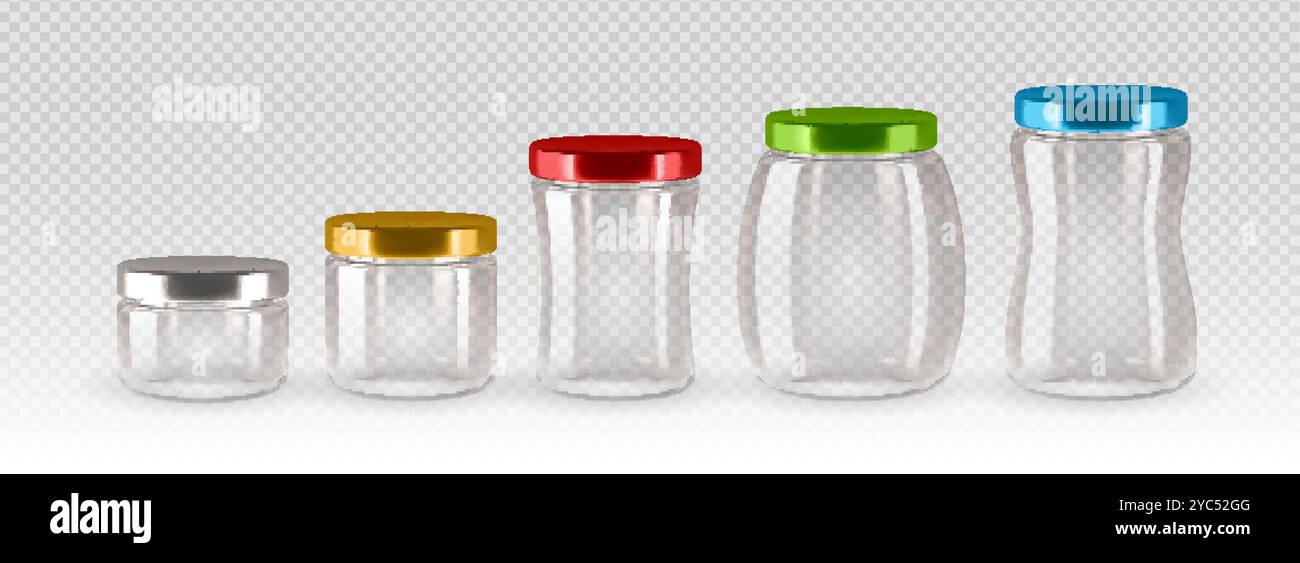 Glass storage jars on display Stock Vector Images - Alamy