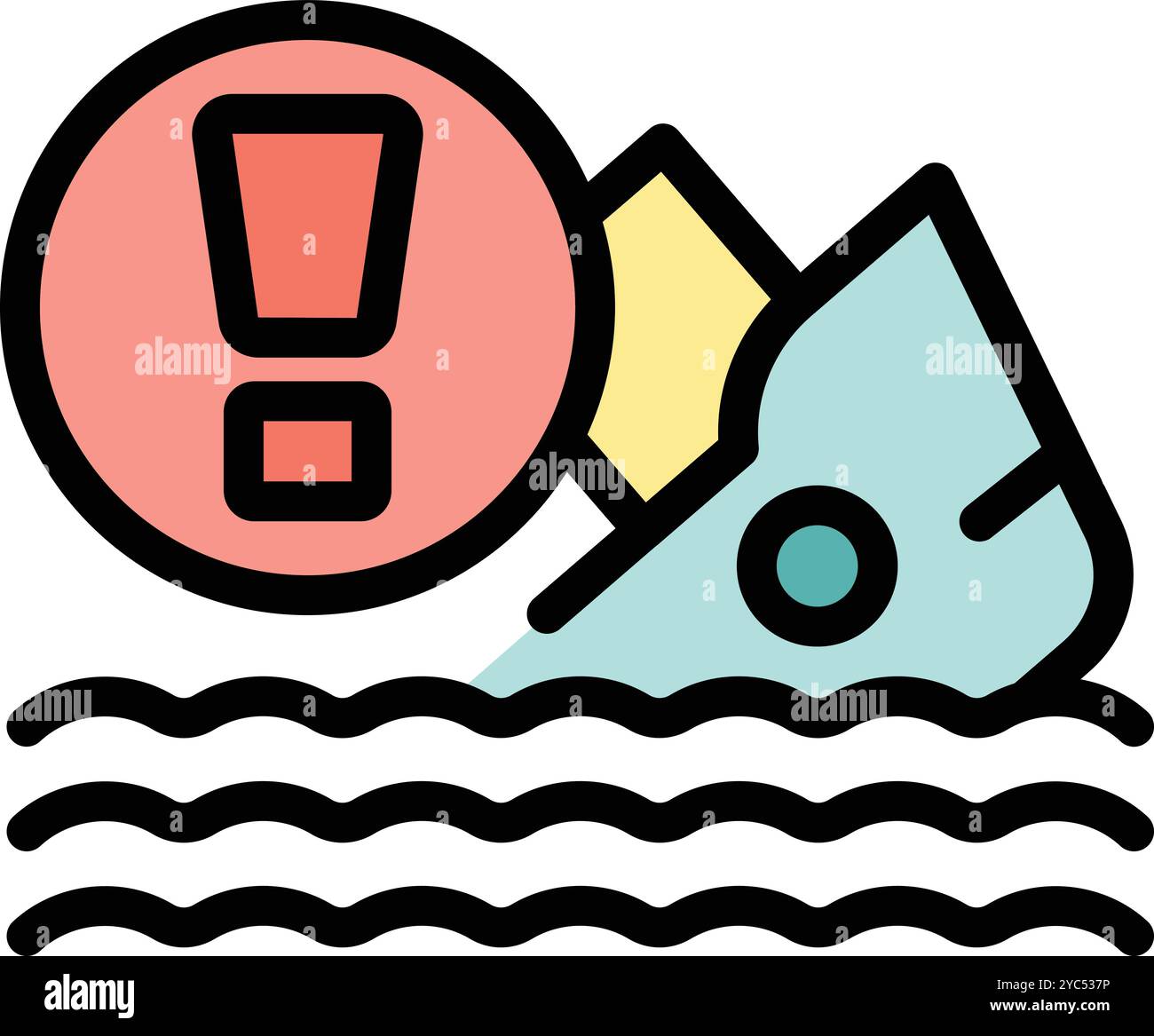 Shipwreck alert with sinking boat and exclamation mark concept for ...