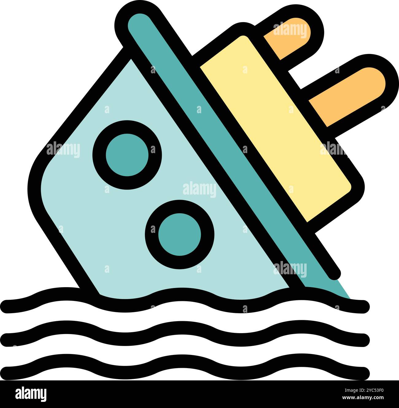 Sinking ship icon in a playful, colorful style Stock Vector Image & Art ...