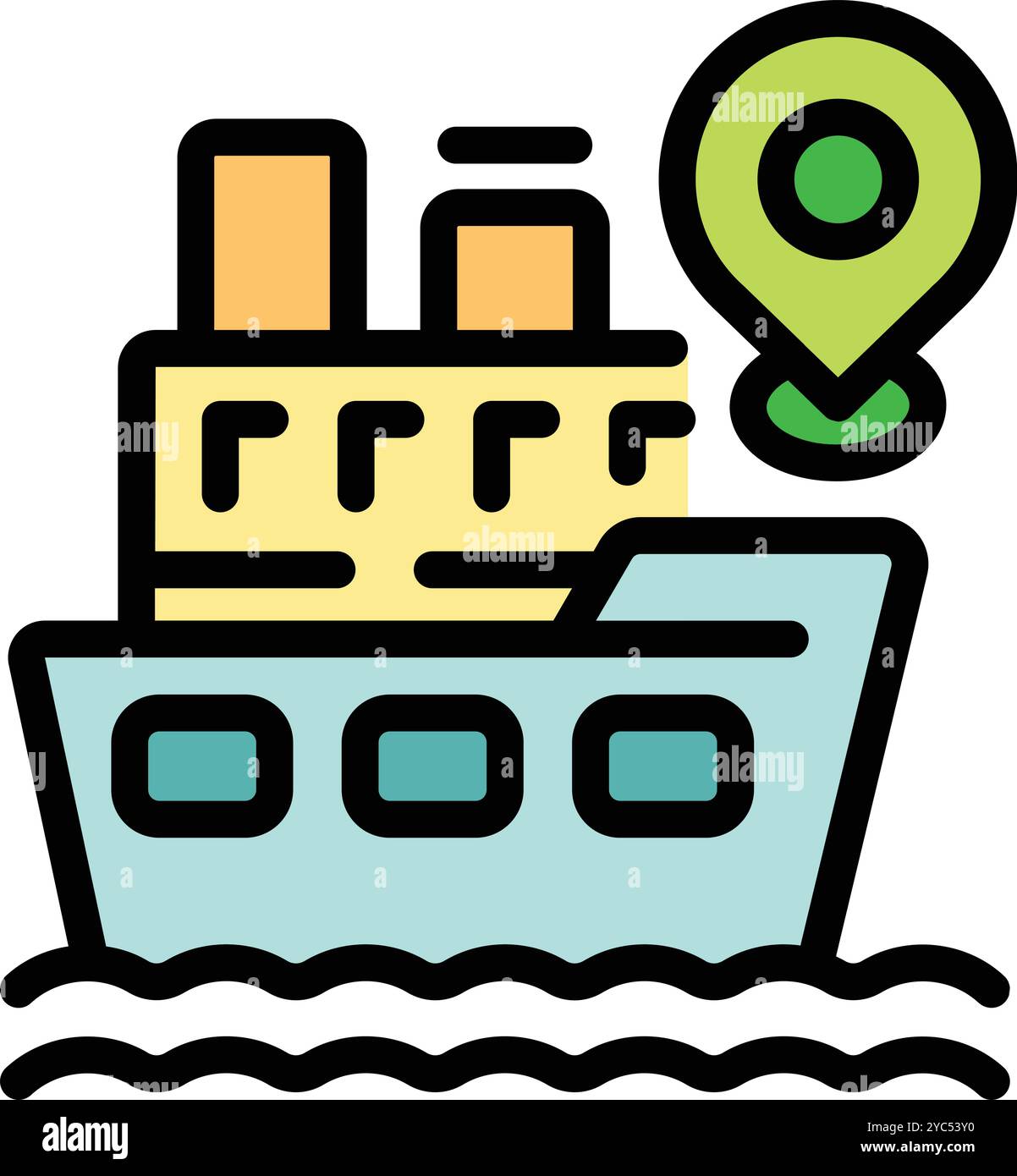 Icon of a cargo ship carrying goods sailing across the sea, being ...