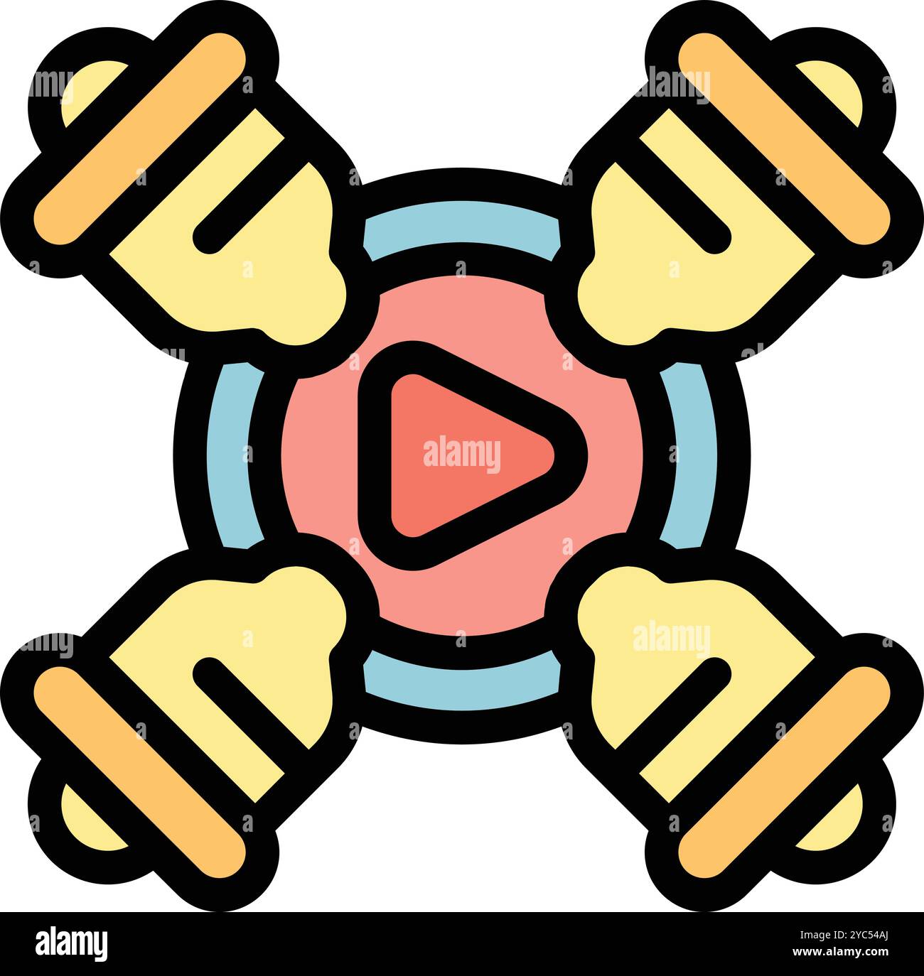 Engaging content strategy represented by play button surrounded by ...
