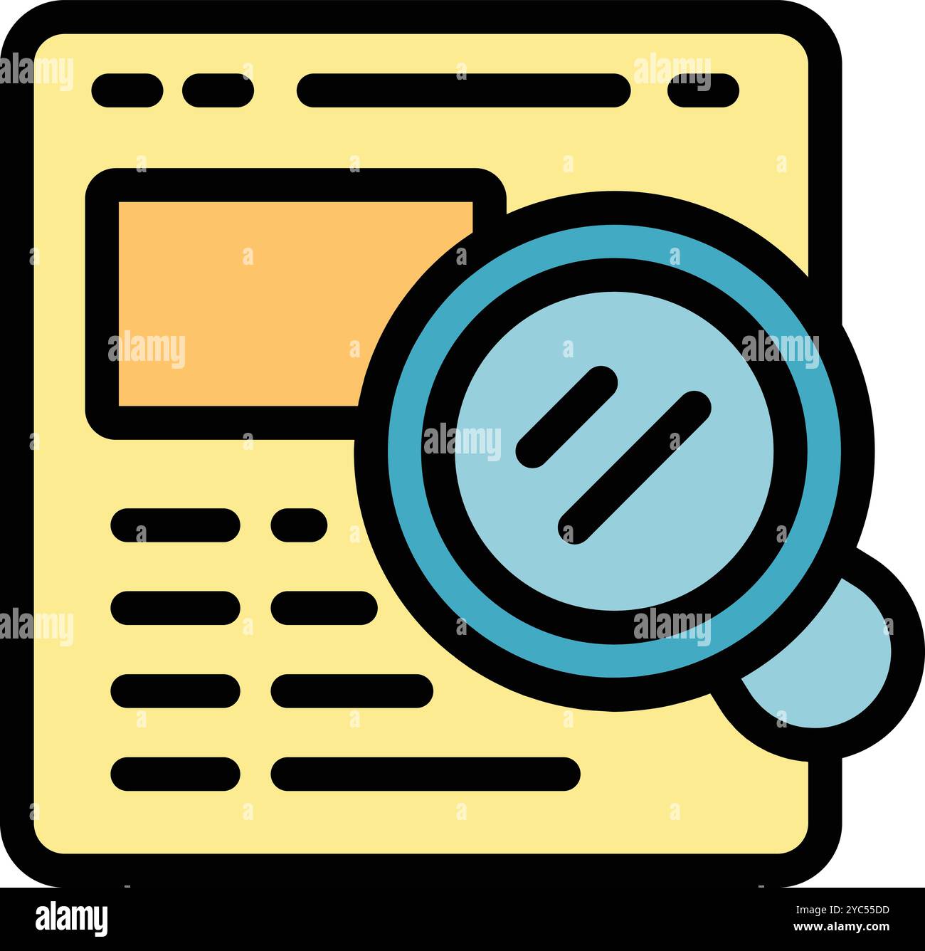 Magnifying glass examining text on a document, concept of proofreading ...