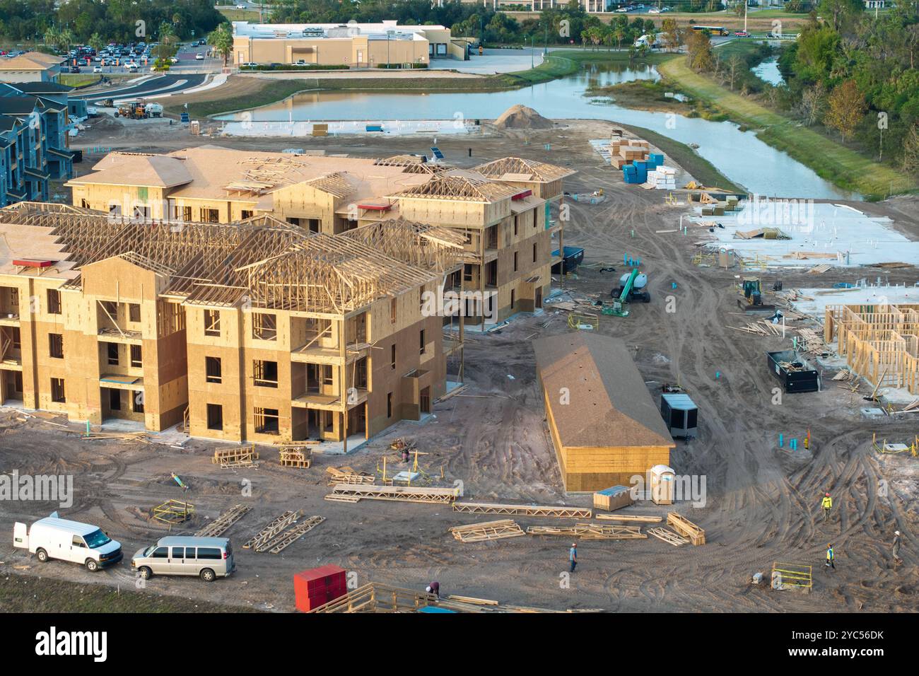Wooden frames of new Florida apartment condos under construction ...