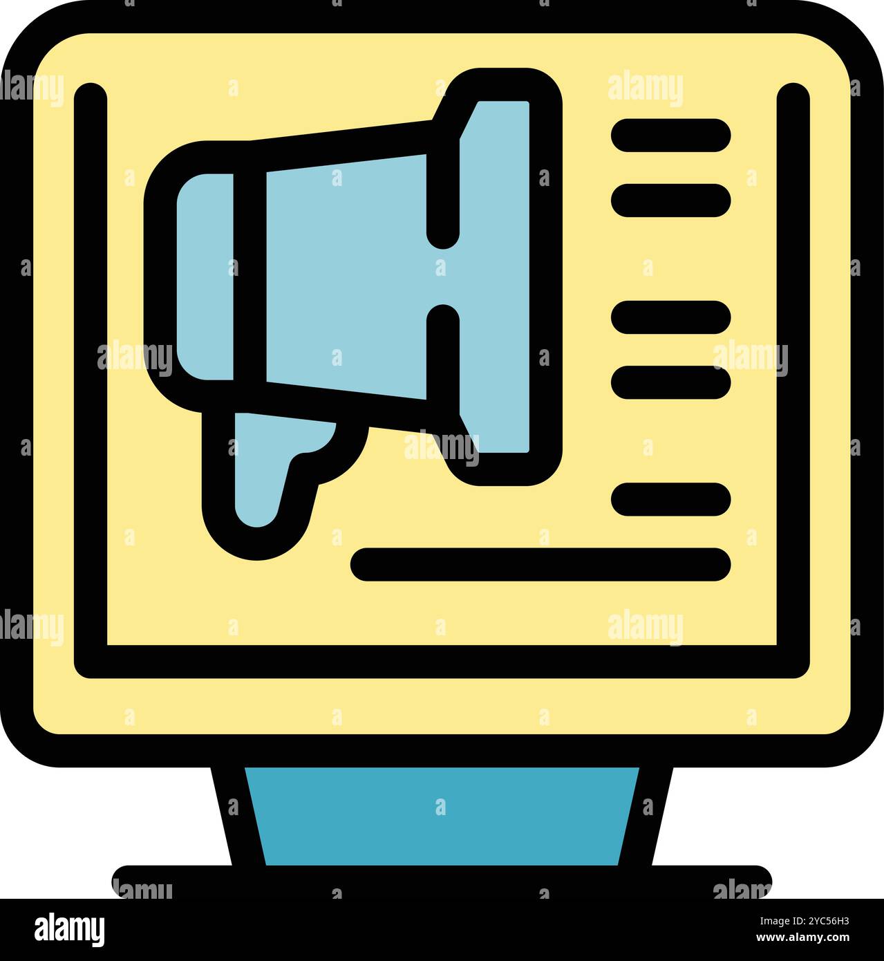 Digital marketing strategy with megaphone on computer screen icon Stock ...