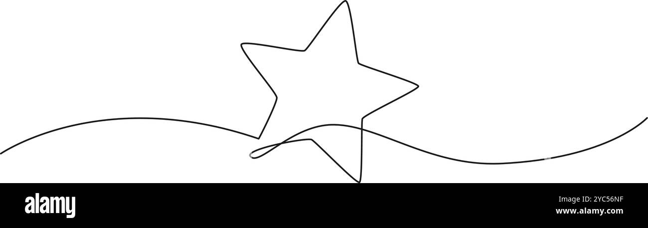 continuous single line drawing of star shape, line art vector ...