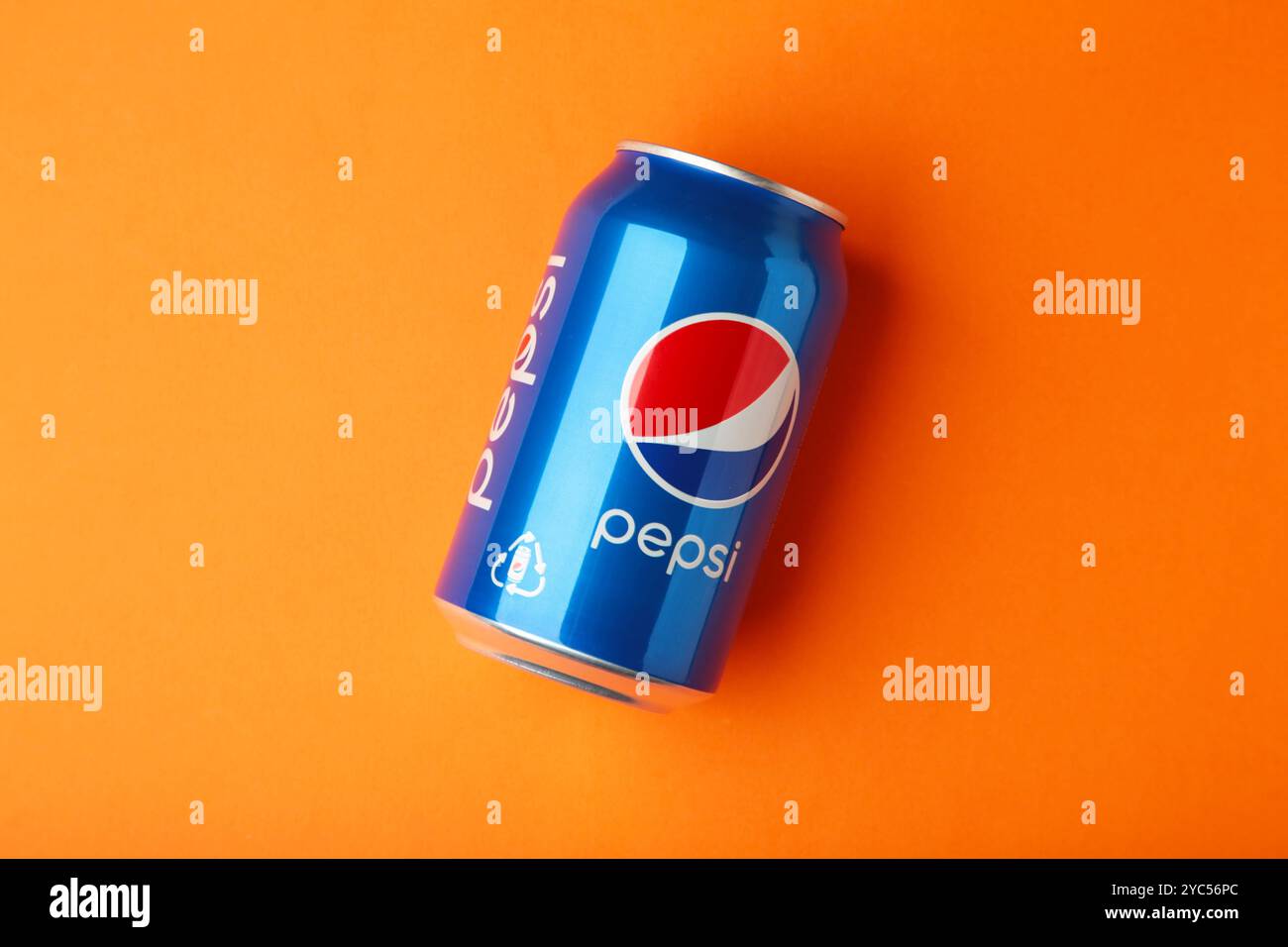Mykolaiv, Ukraine - May 2, 2023: Pepsi drink in a can with water drops ...