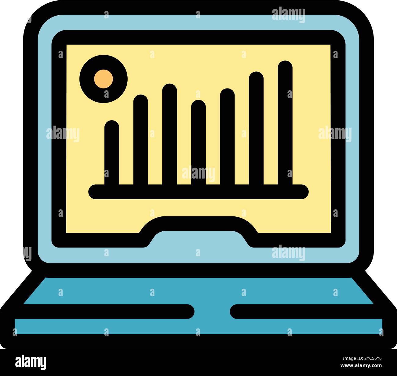 Laptop displaying a growing bar chart, symbolizing business growth and achievement Stock Vector ...
