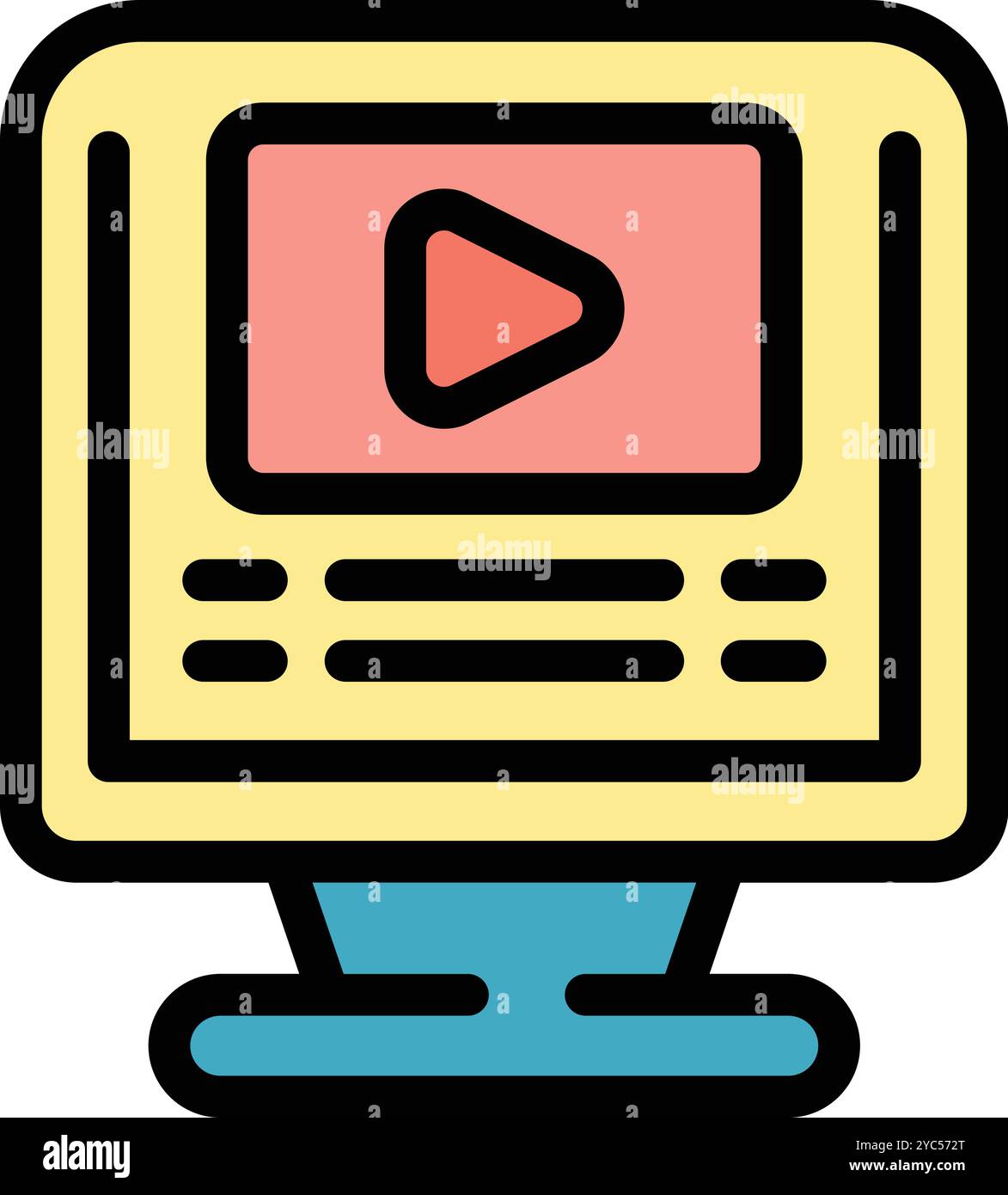Colorful Icon Of A Computer Displaying A Video Streaming Platform Interface With A Play Button