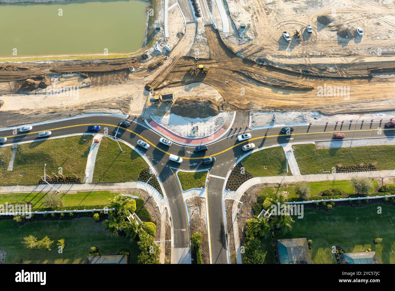Roundabout intersection construction in North Port, Florida ...