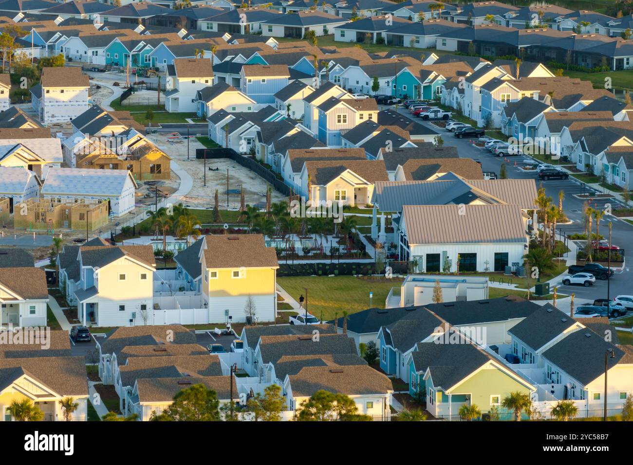 Construction in new developing suburban area. Development of ...