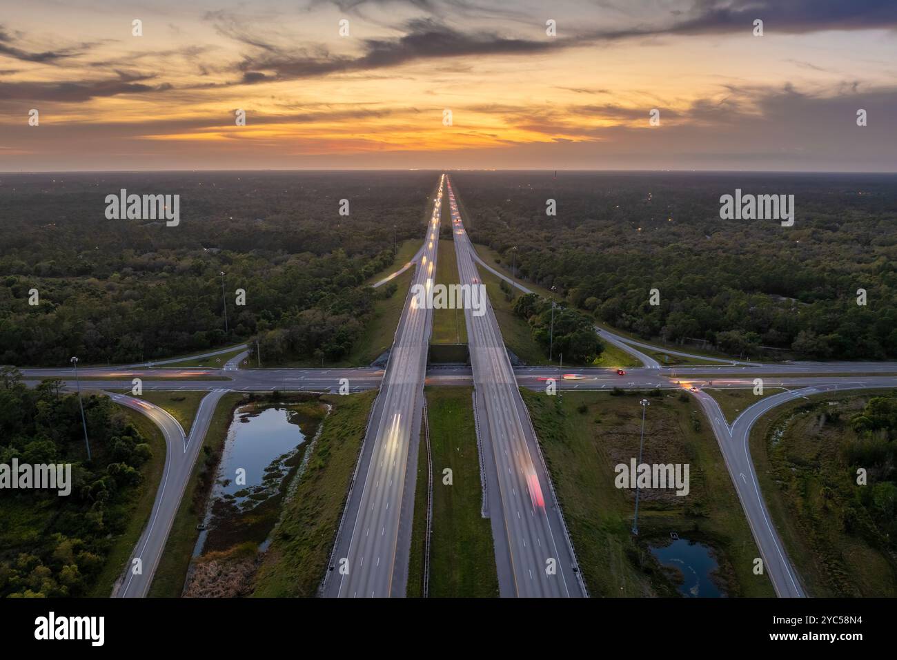 USA highway transportation infrastructure. American freeway junction ...