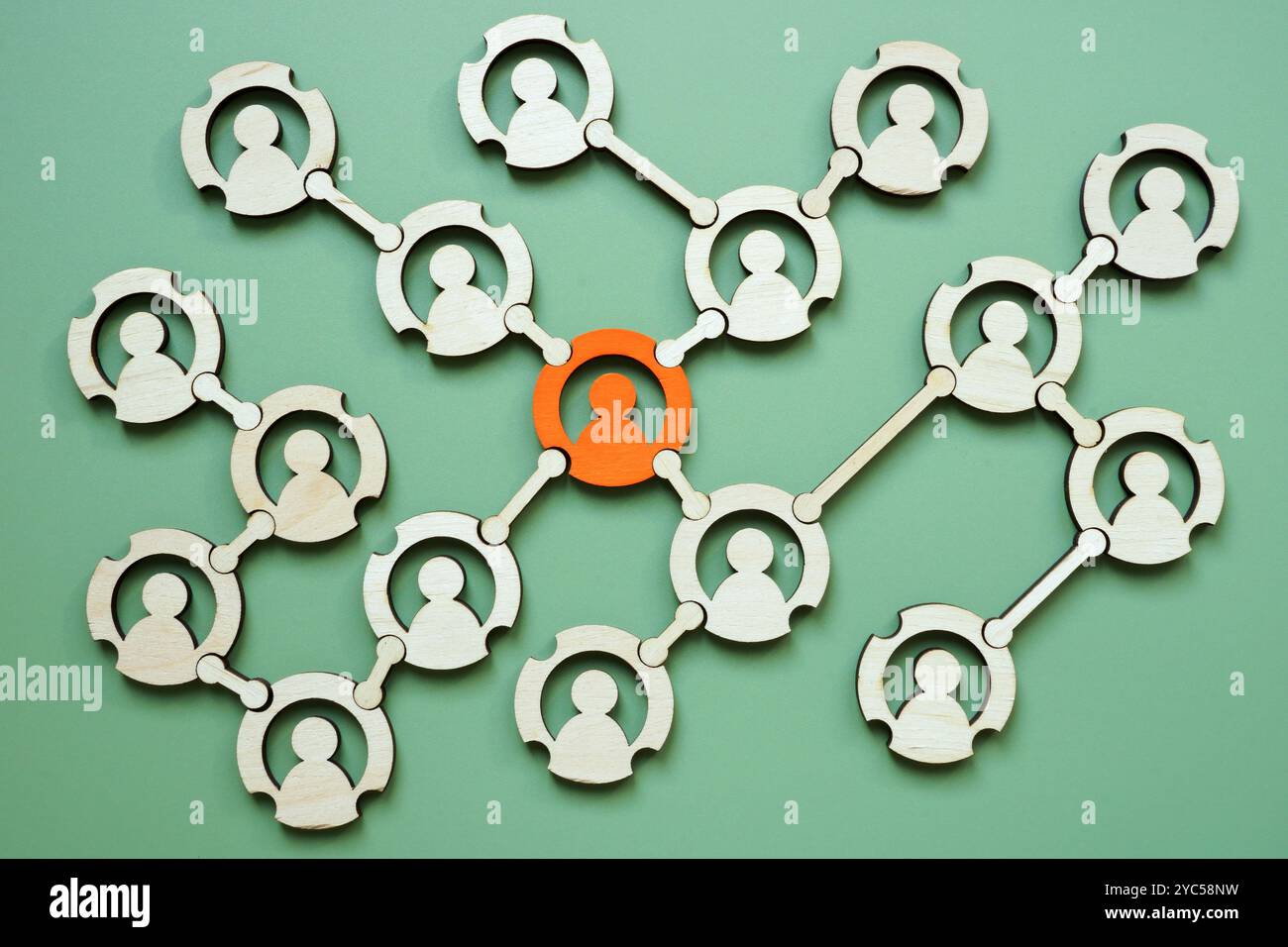 Network of abstract figures with one standing out. Individuality and ...