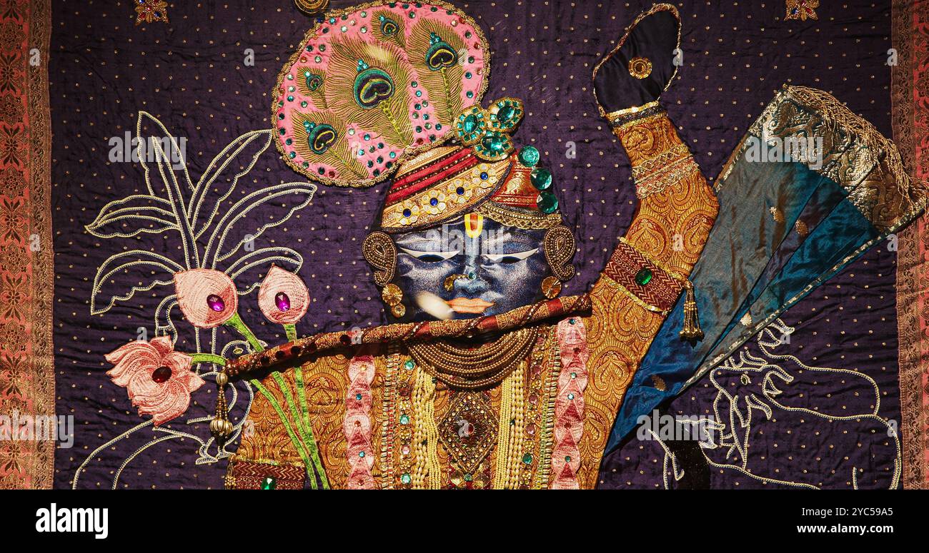 Close-up View On Image Of Krishna Made From Colorful Fabrics And ...