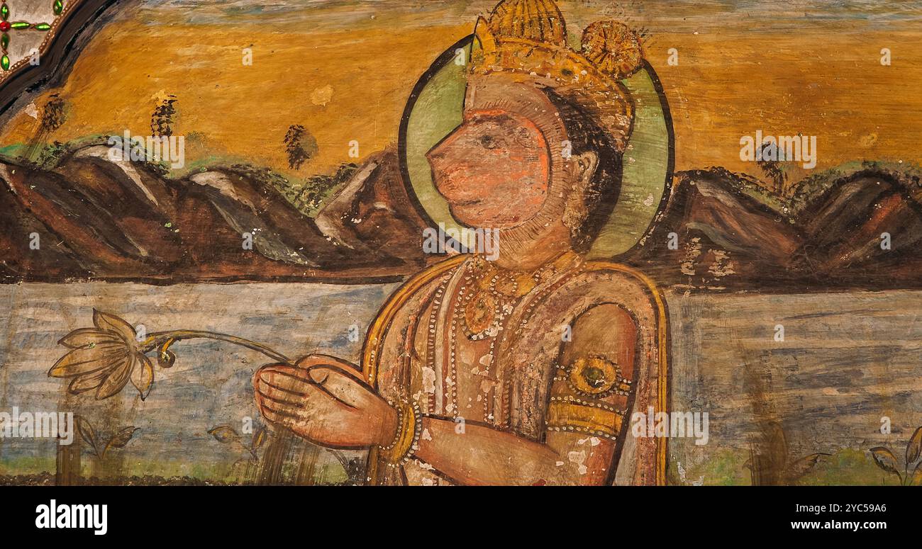 Close-Up View on Hanuman. Frescoes On Wall Of Hanuman Temple In Jaipur ...