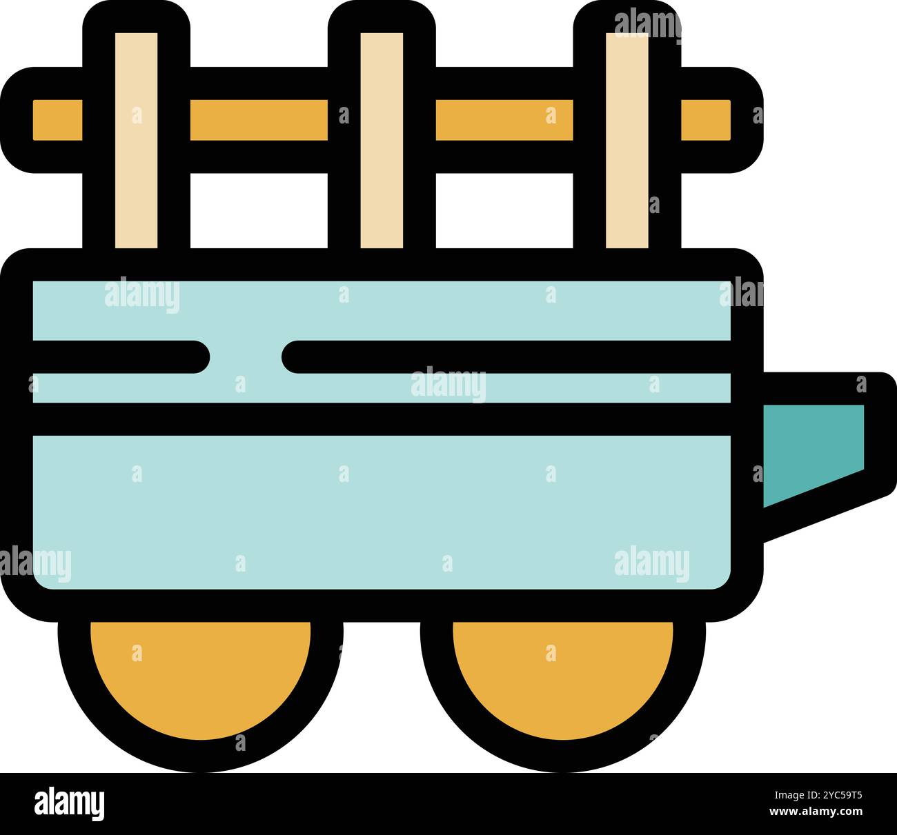 Mining cart with wooden support rails icon, filled outline style Stock ...