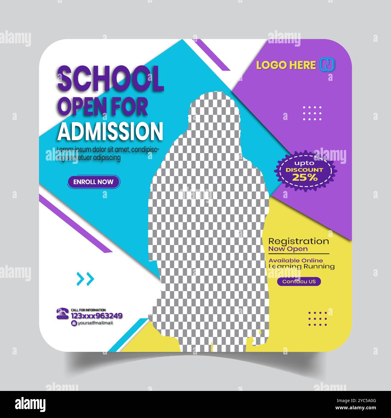Creative Styling School Admission Social Media Post Design Stock Vector ...