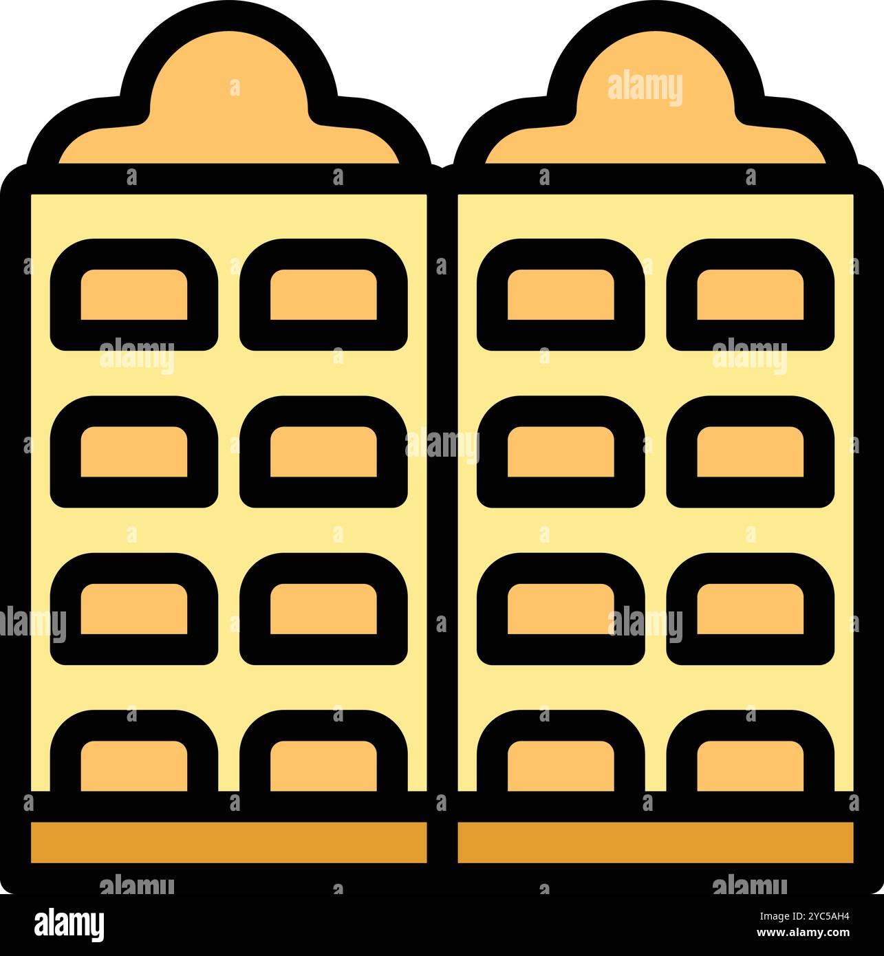 Simple icon of two buildings standing next to each other, with rounded ...