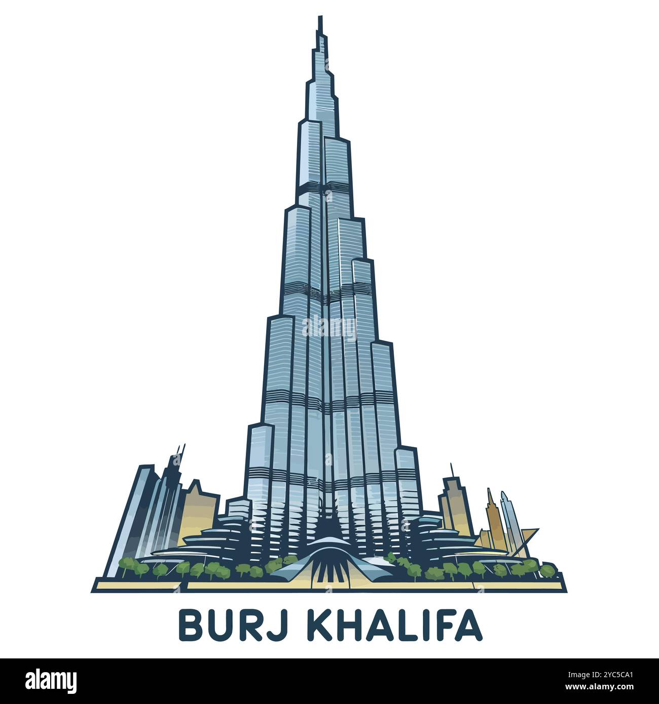 Burj Khalifa vector art illustration with white background t shirt ...