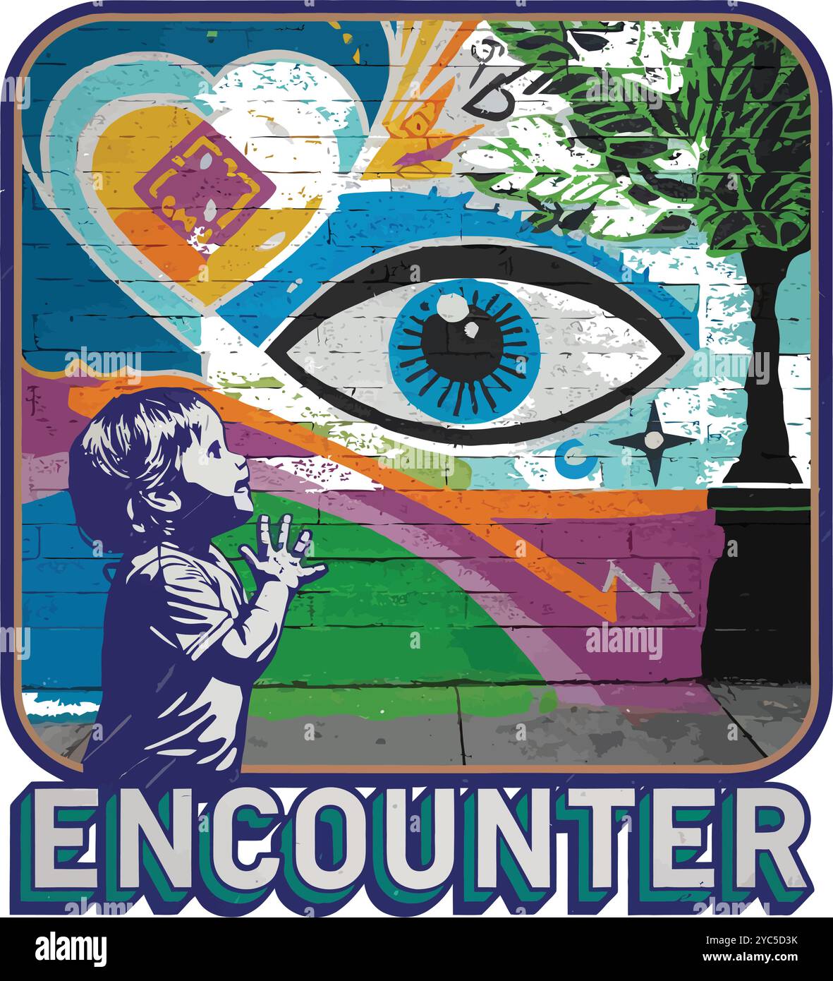 Encounter Graffiti vector art illustration with white background t ...