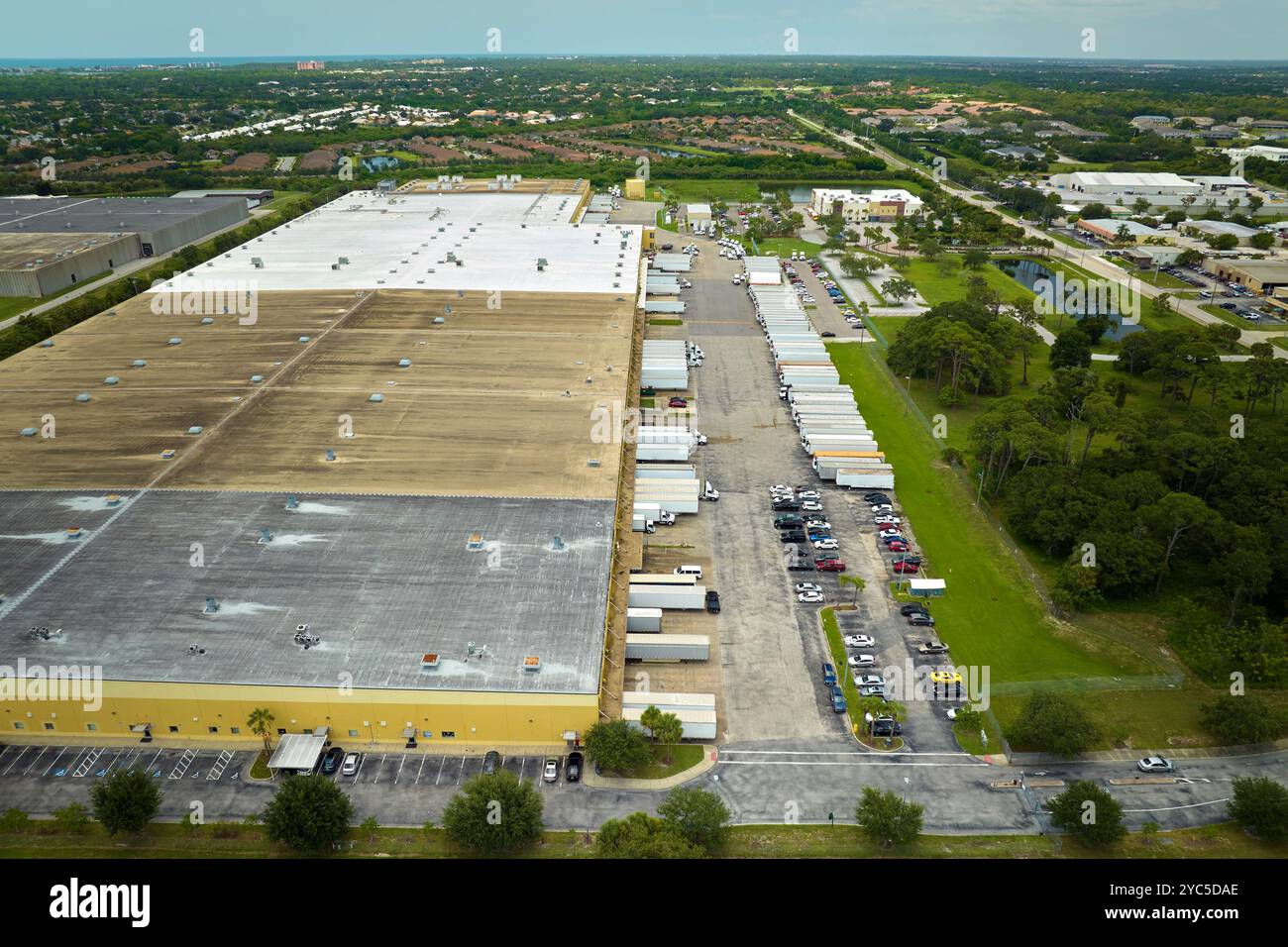Truck driving logistics center aerial hi-res stock photography and ...