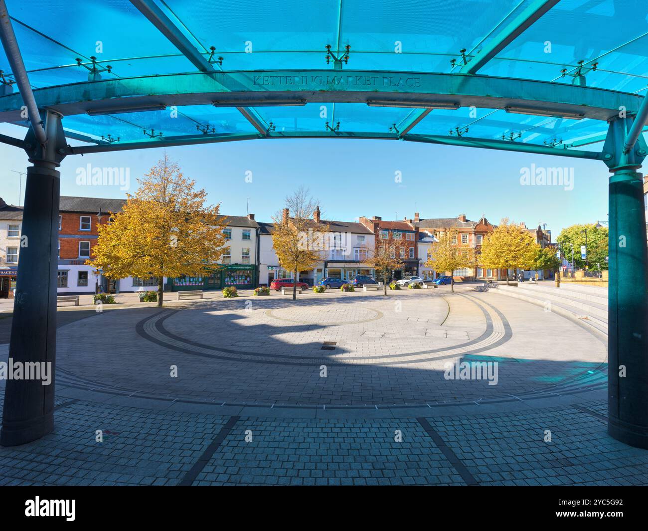 Open air shelter at the Market Place, Kettering, England Stock Photo ...