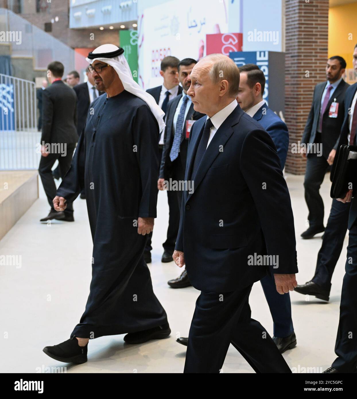 Russia. 21st Oct, 2024. Russian President Vladimir Putin (center) and ...