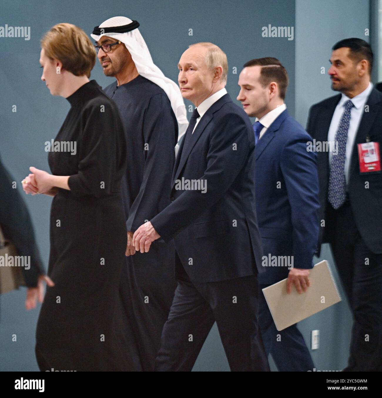 Russia. 21st Oct, 2024. Russian President Vladimir Putin (center) and ...